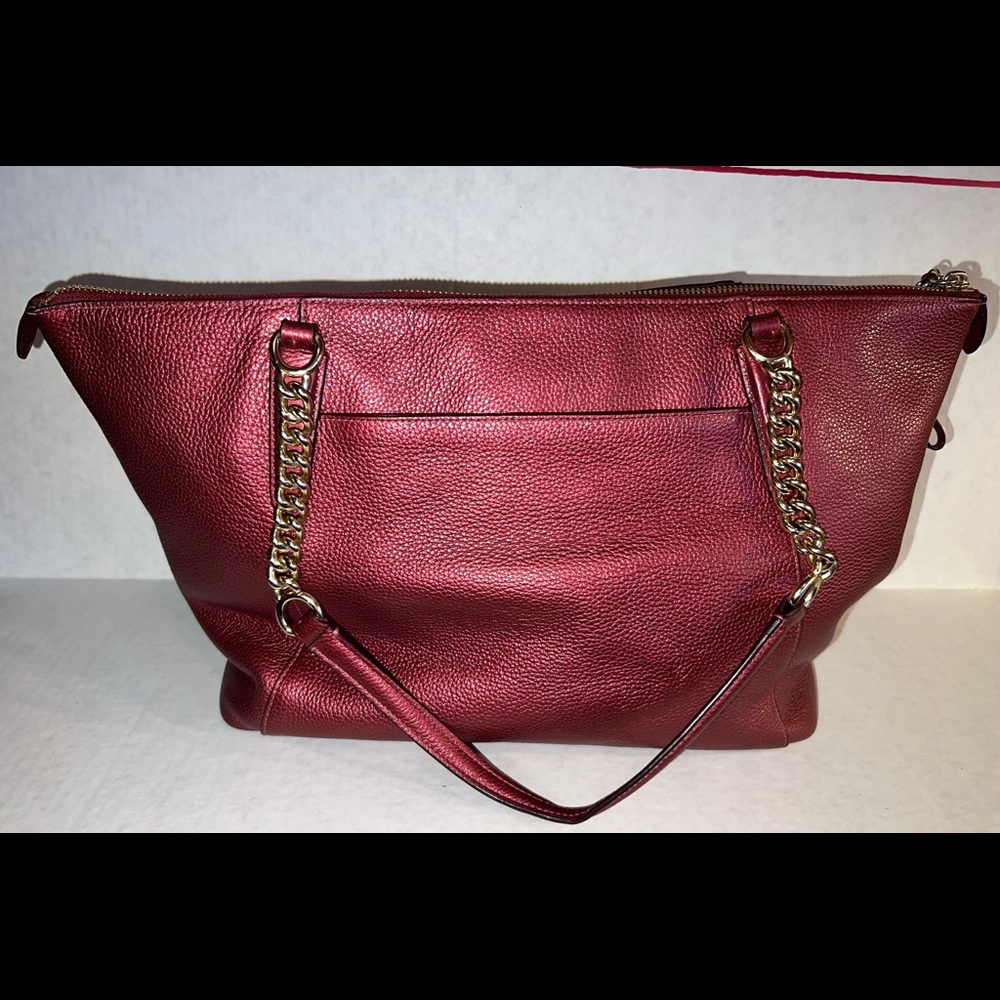 Coach Maroon Pearl Pebbled Leather Shoulder Bag With … - Gem